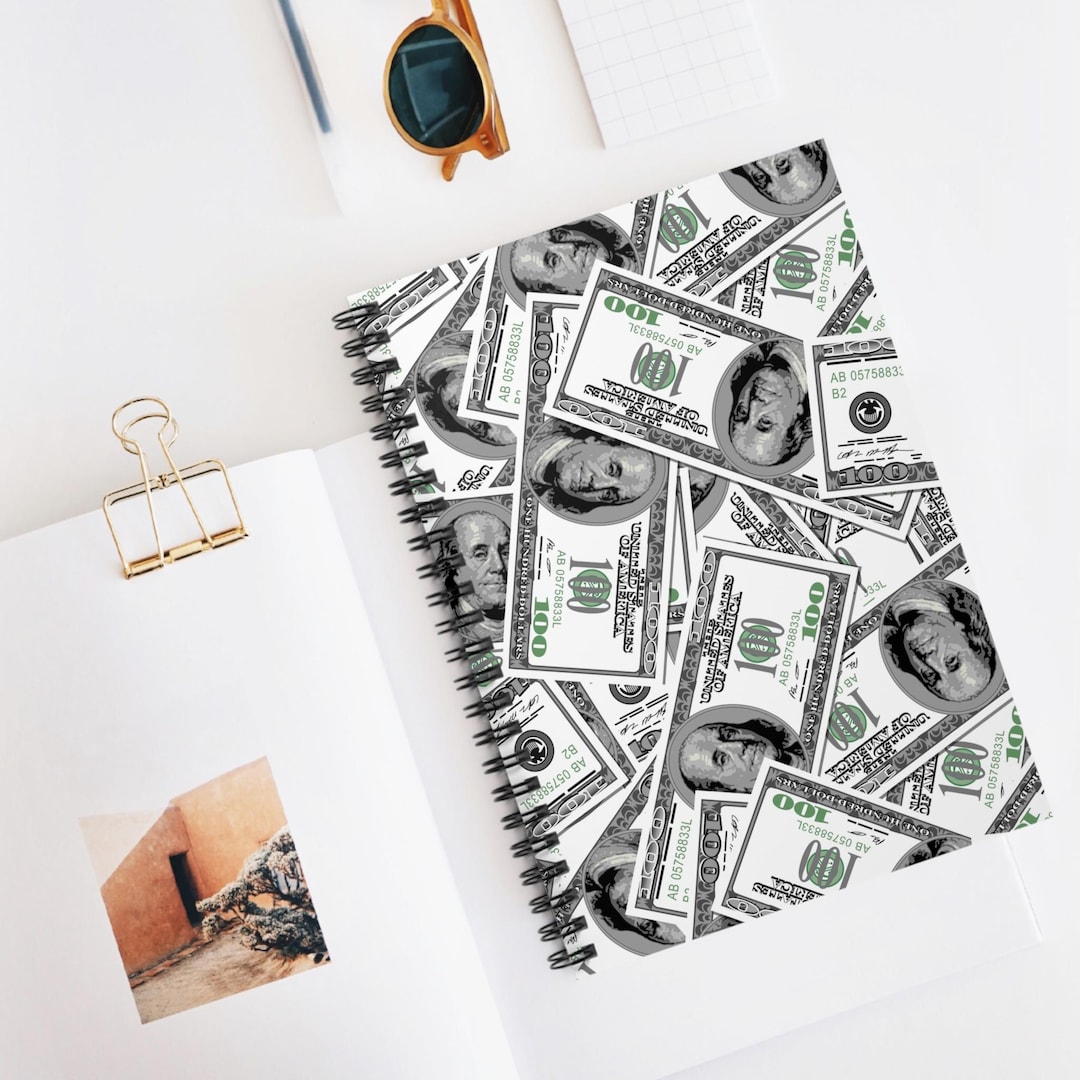 100 Dollar Bill Spiral Notebook, Money Spiral Notebook Journal, Ruled ...
