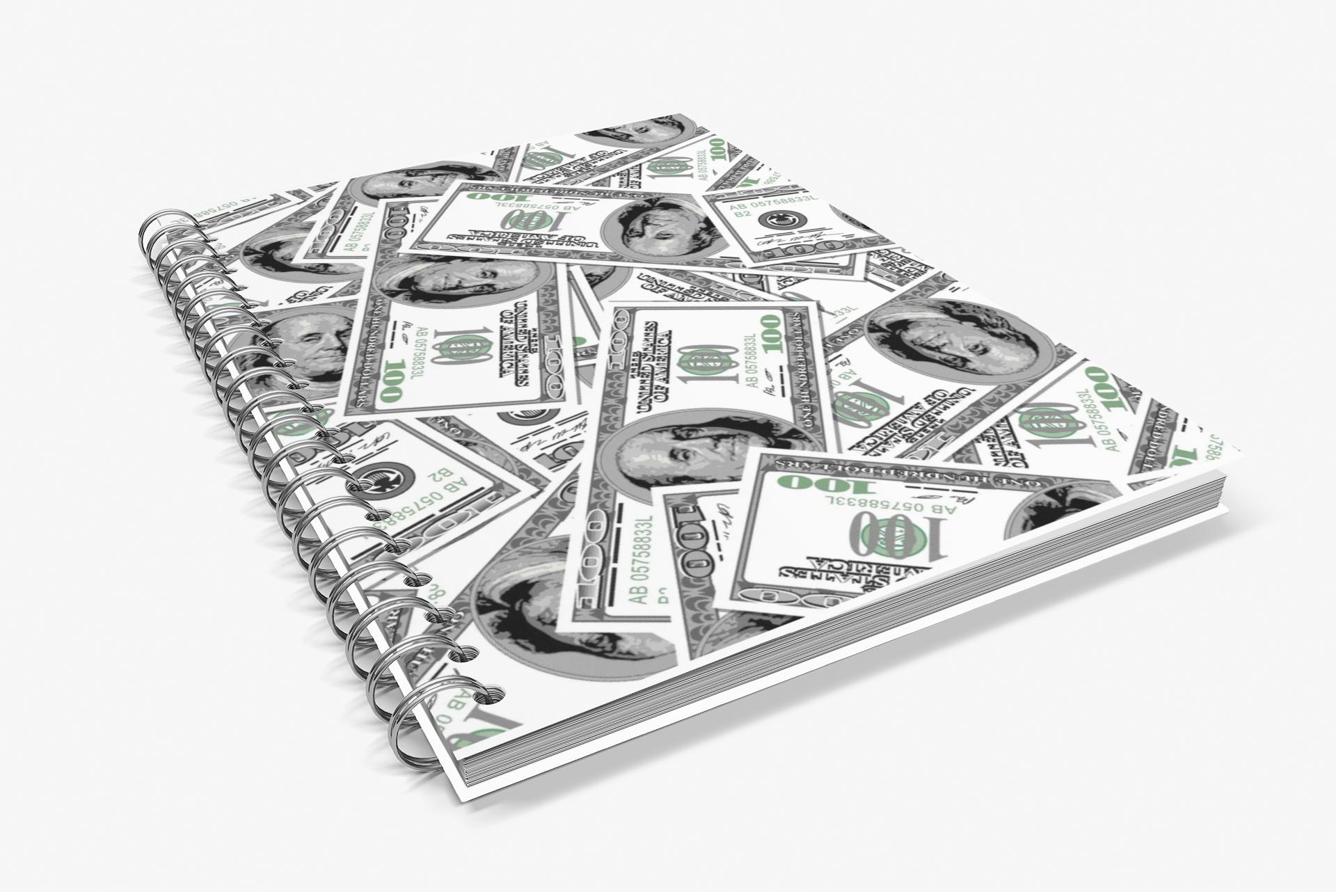 100 Dollar Bill Spiral Notebook , Money Design Journal, Fun Coworker ...