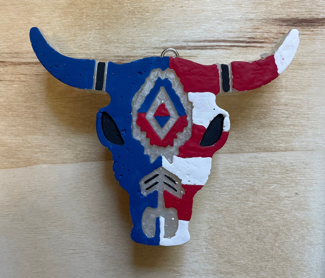 Red, White and Blue Bull Skull / Bull Skull Freshie - Etsy