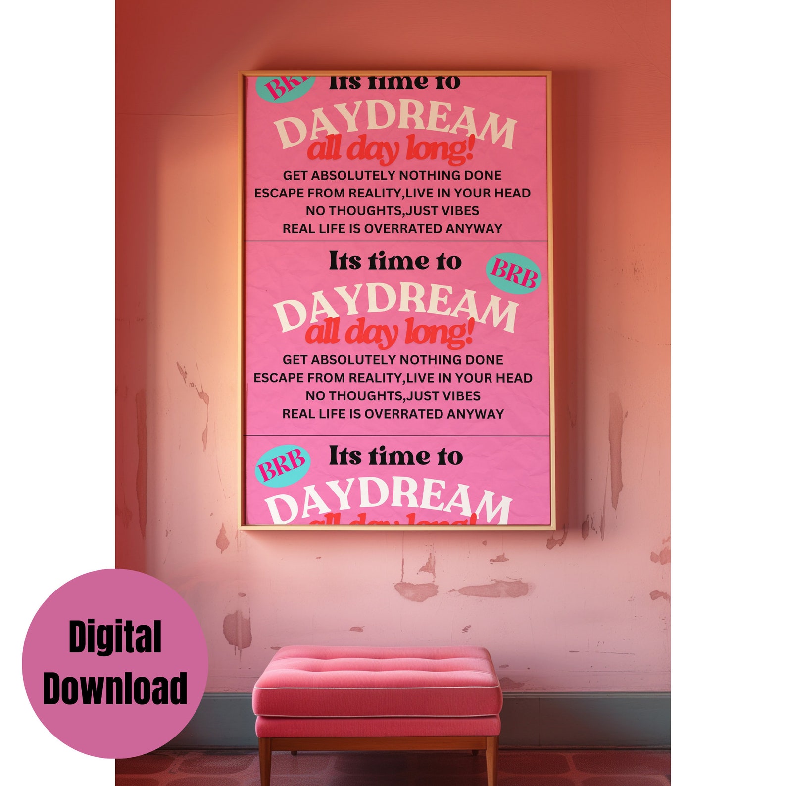 Retro Digital Poster Print, Printable Vintage Wall Art, Instant ...