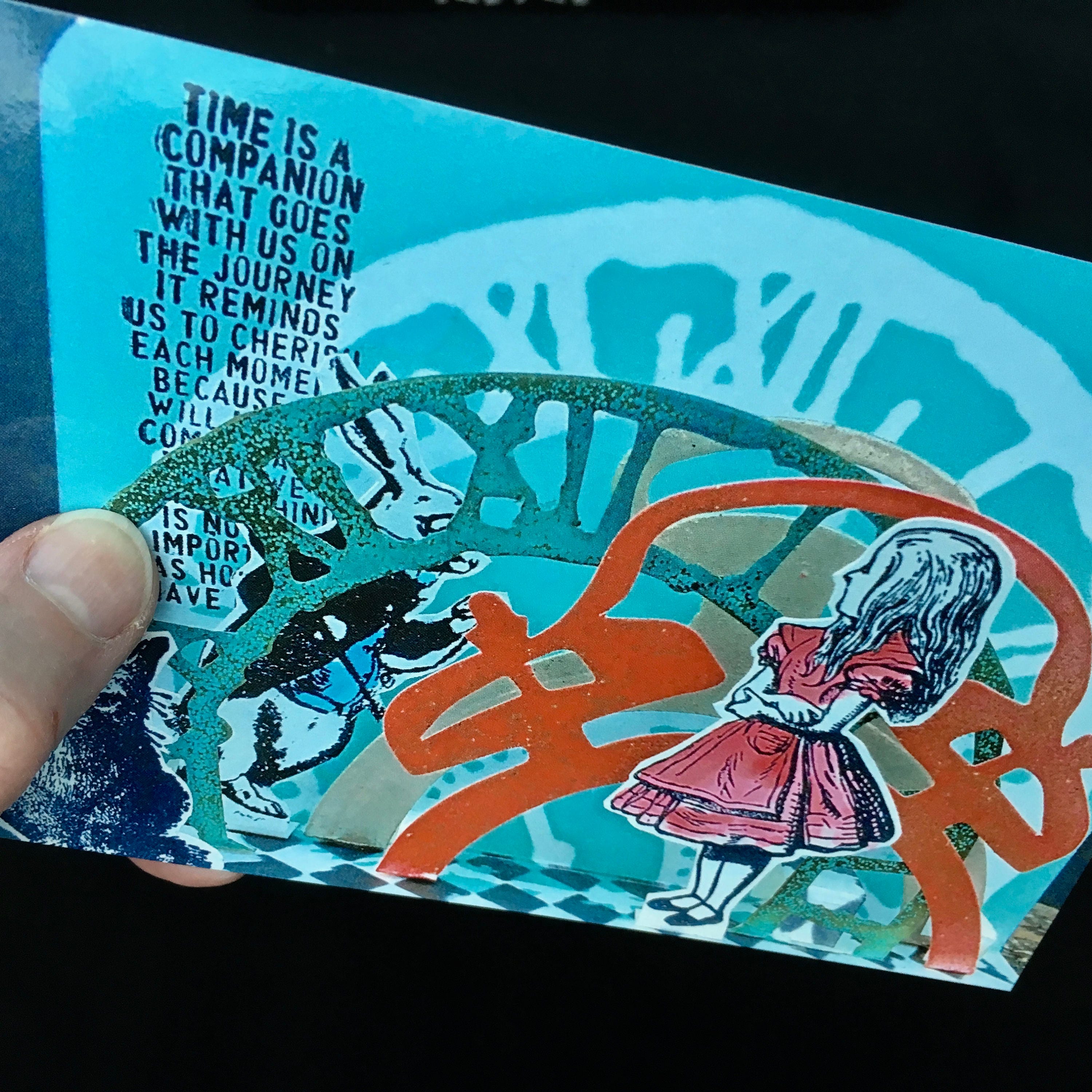 Paper anniversary card for booklover postcard Alice in Wonderland real ...