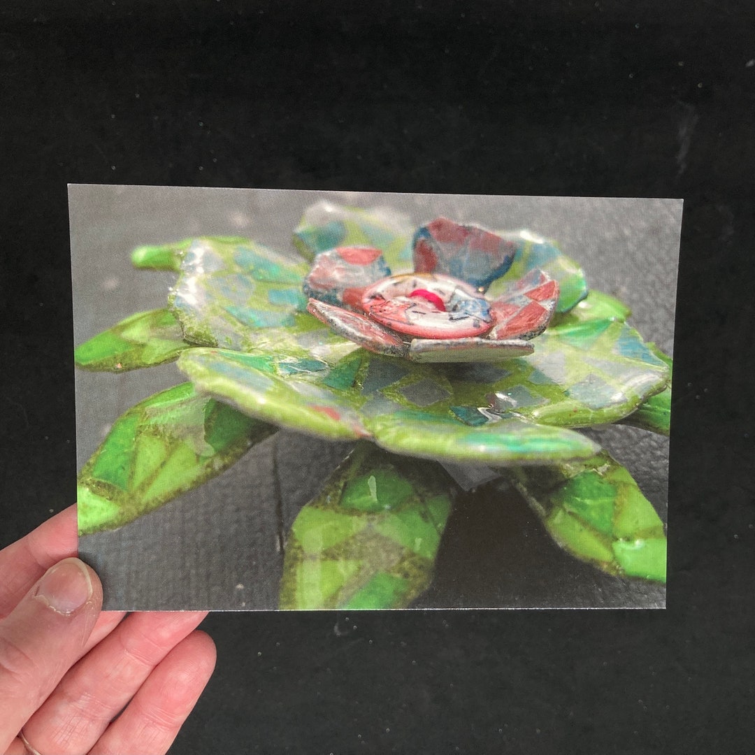 Postcard Gaudi Inspired Flower, Floral Mothers Day Card, Birthday Card ...