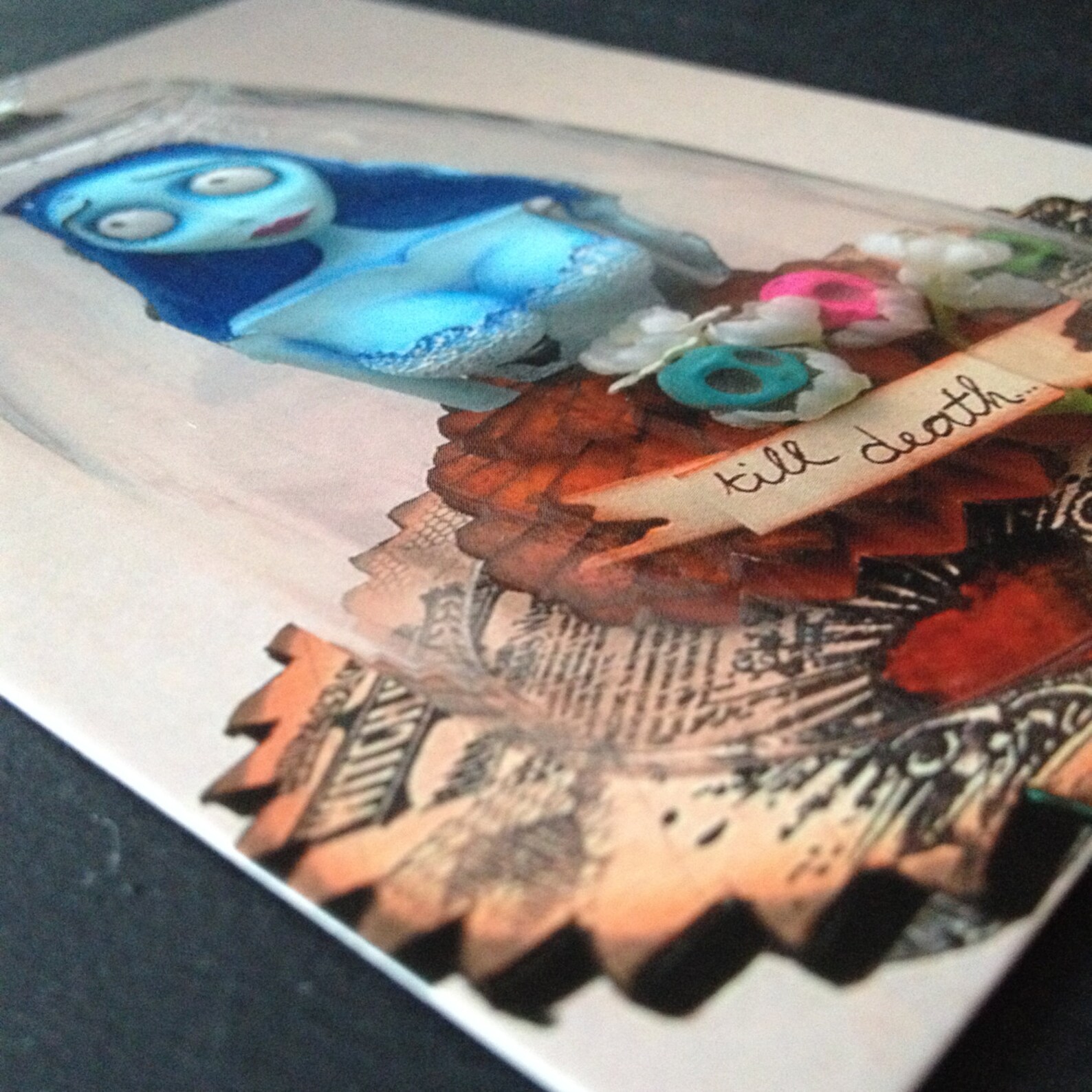 Postcard With Corpse Bride, Quirky Wedding Card for Tim Burton Movie ...