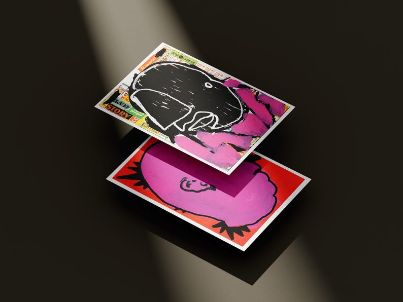 Face Card Original Print | Modern Wall Art | Funky Collage Poster ...