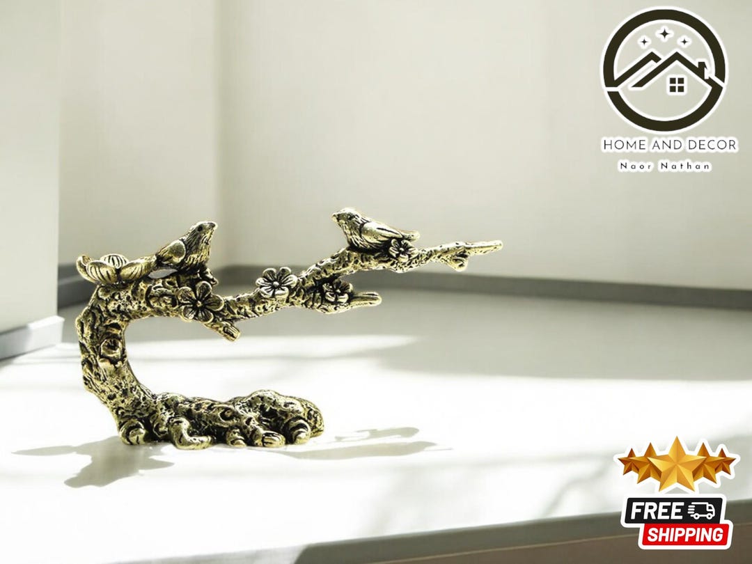 Brass Mini Magpie Sculpture | Antique Decorative Accent | Handcrafted ...