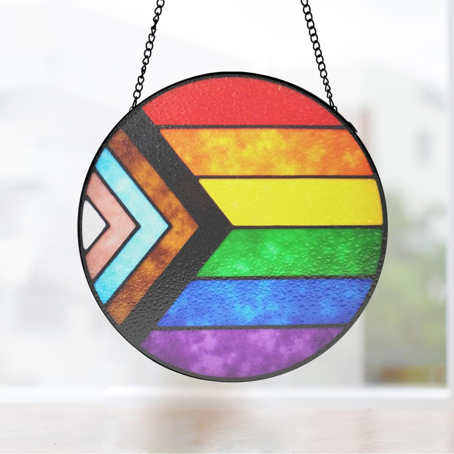 Handmade Progress Pride Flag Suncatcher - LGBTQIA Decor for Home ...