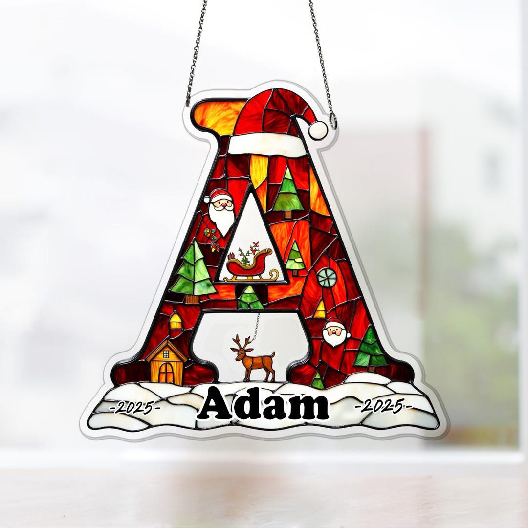 Initial A Monogram Suncatcher, Custom Letter Christmas Ornament ...