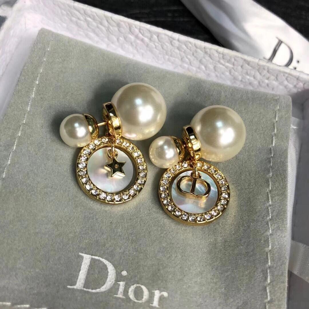 Vintage Dior Circle Shells Set With Diamond Dangle Pearl Earrings - Etsy