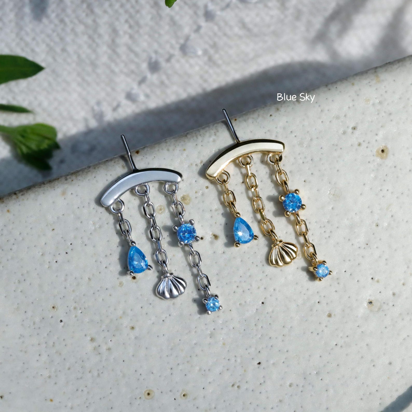 Designed for Vertical Helix Piercing/925 Silver Helix Chain Earring 18K ...