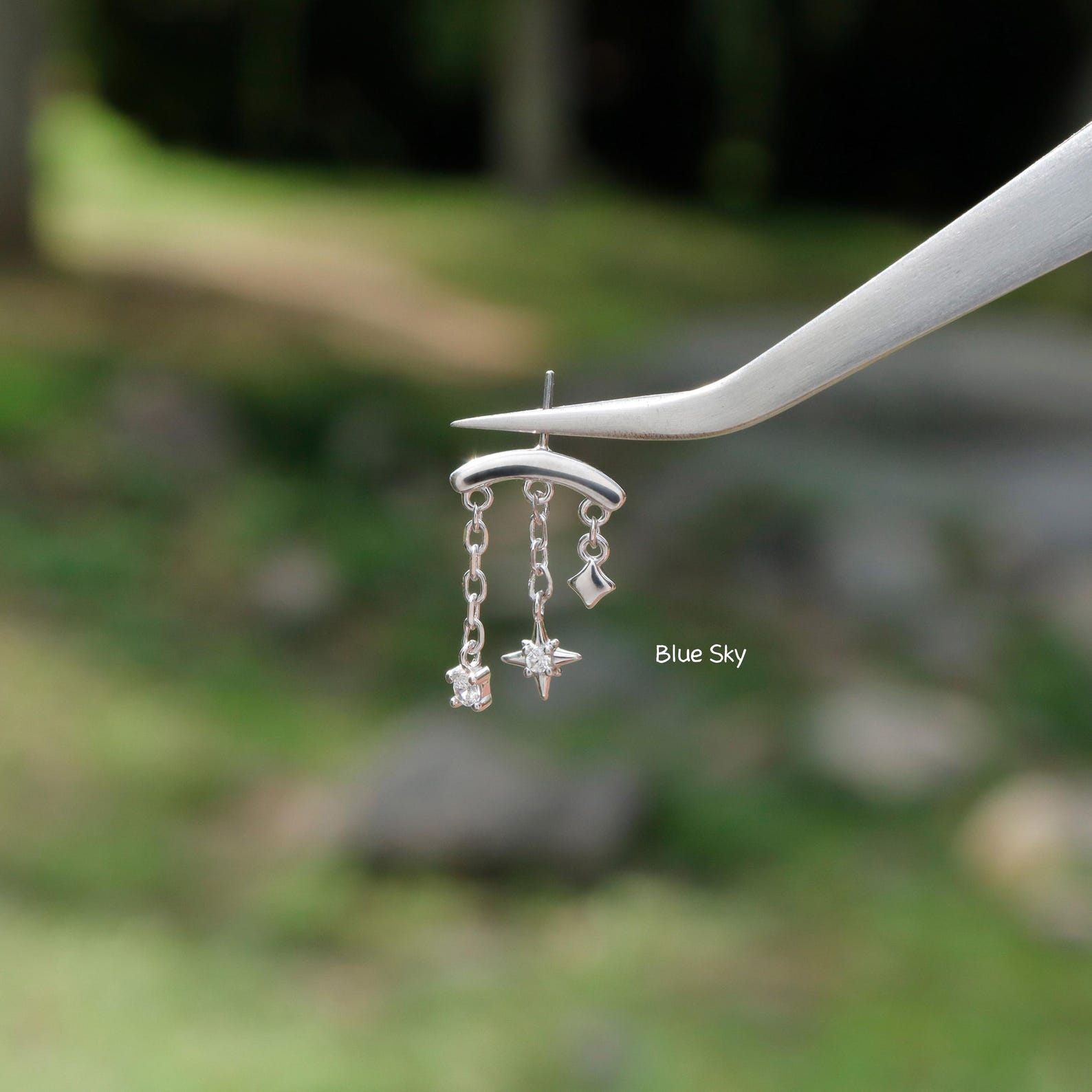 Designed for Hidden Rook Piercings/ 925 Silver Helix Chain Earring 18K ...