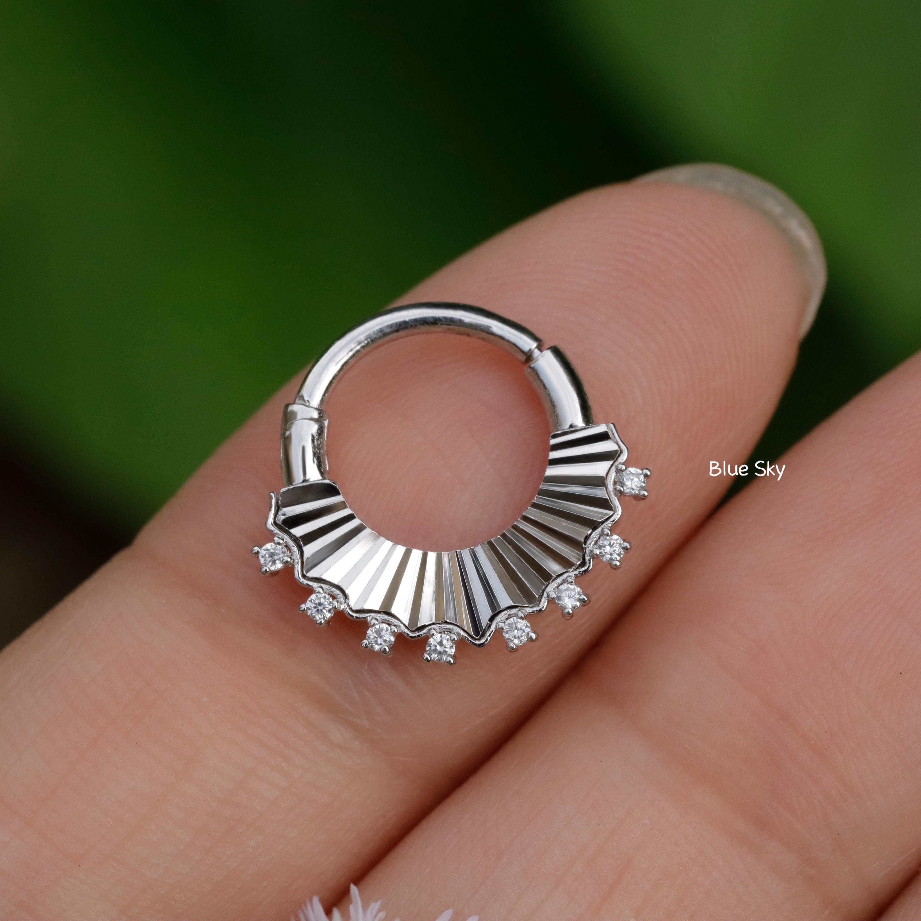 Moissanite Septum Ring Sterling Silver Plated 18K Gold/original Design ...