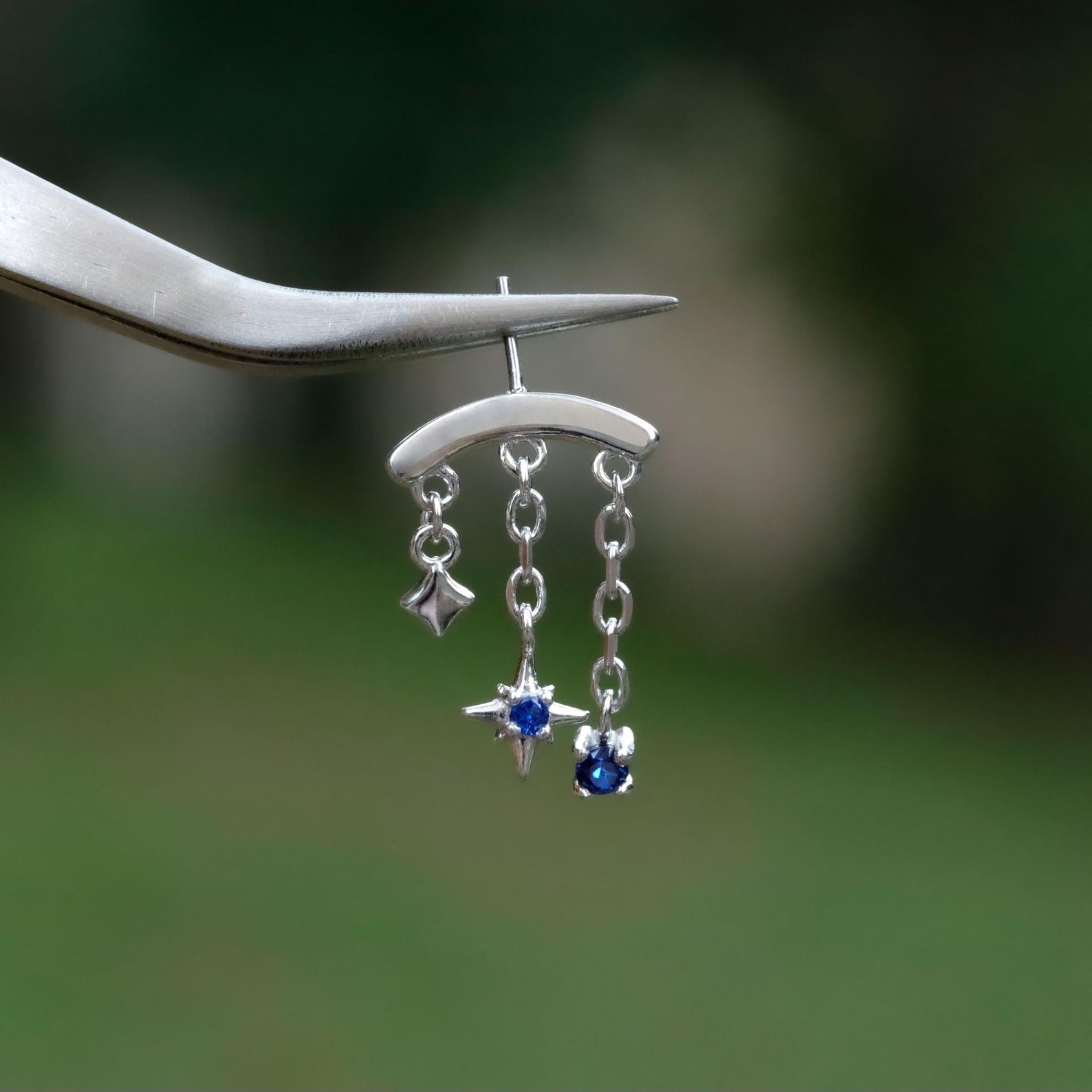 Left Ear Vertical Helix Dangle Earrings Stud/ Star Chain Vertical Helix ...
