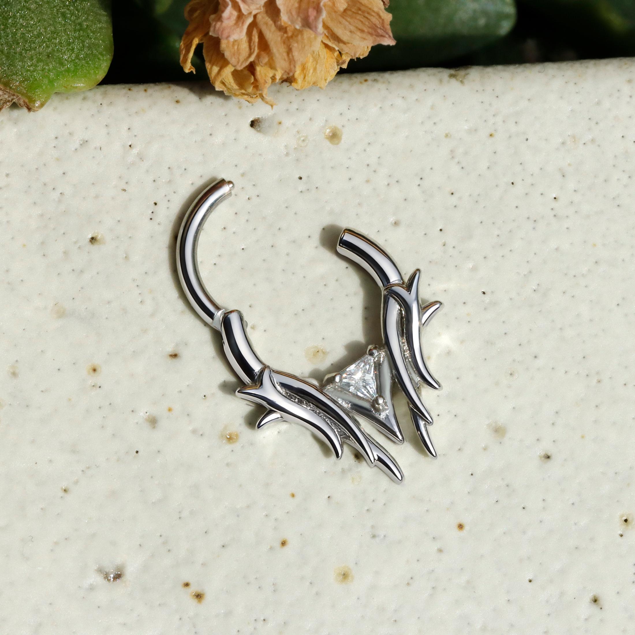 16G Thron Theme Septum Ring With Triangle Stone: Original Design Daith ...