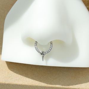 Implant Titanium Snake CZ Septum Ring 16G| Gold Hinged Septum Click ...