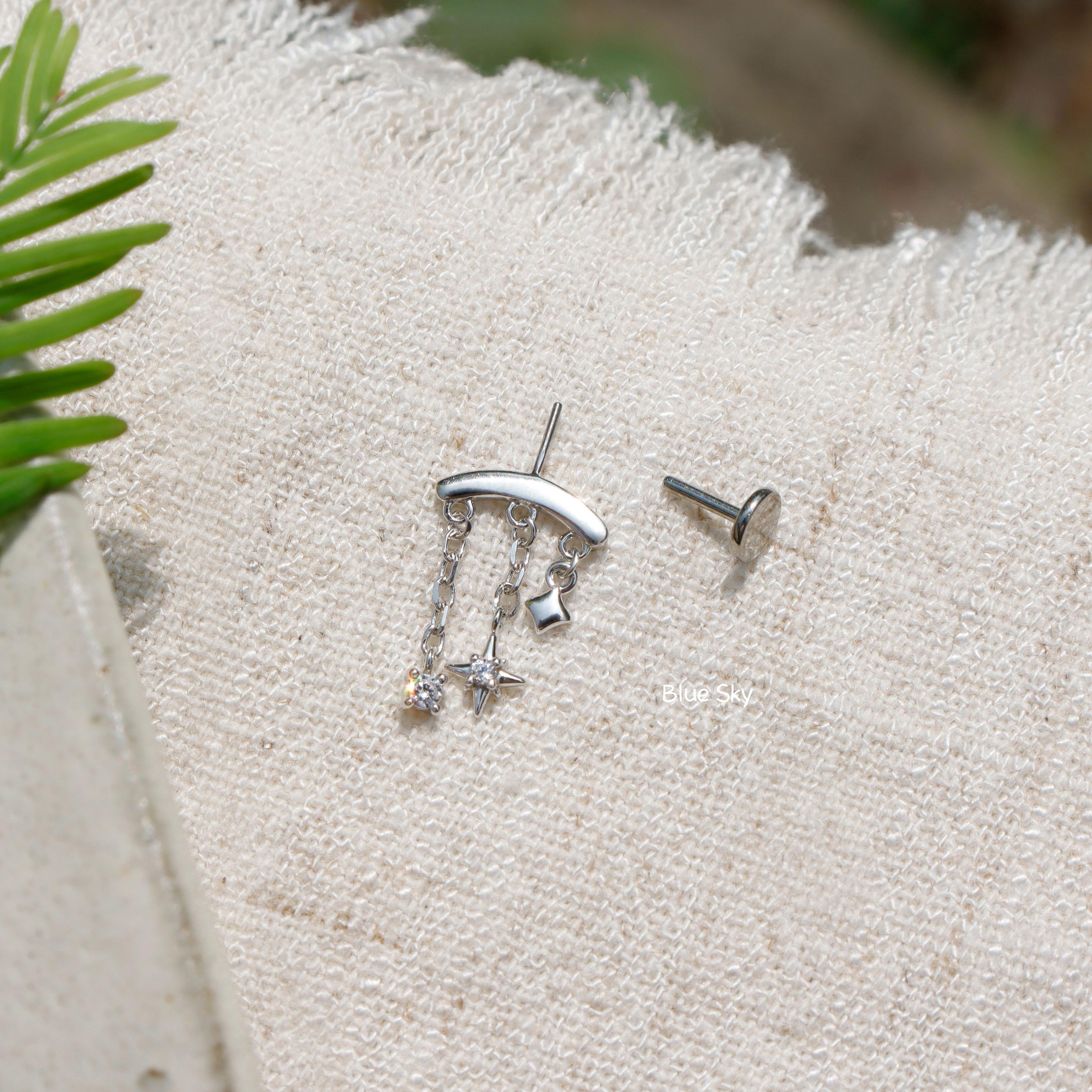 Designed for the RIGHT Ear Vertical Helix/ 925 Silver Helix Chain ...