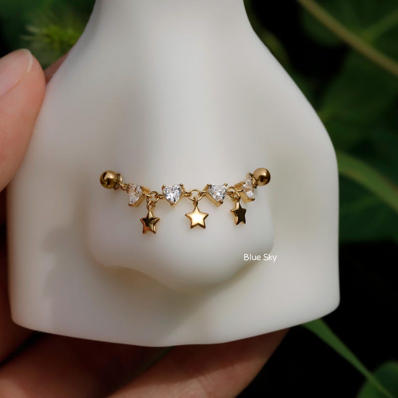 Nose Piercing Heart Chain - Etsy