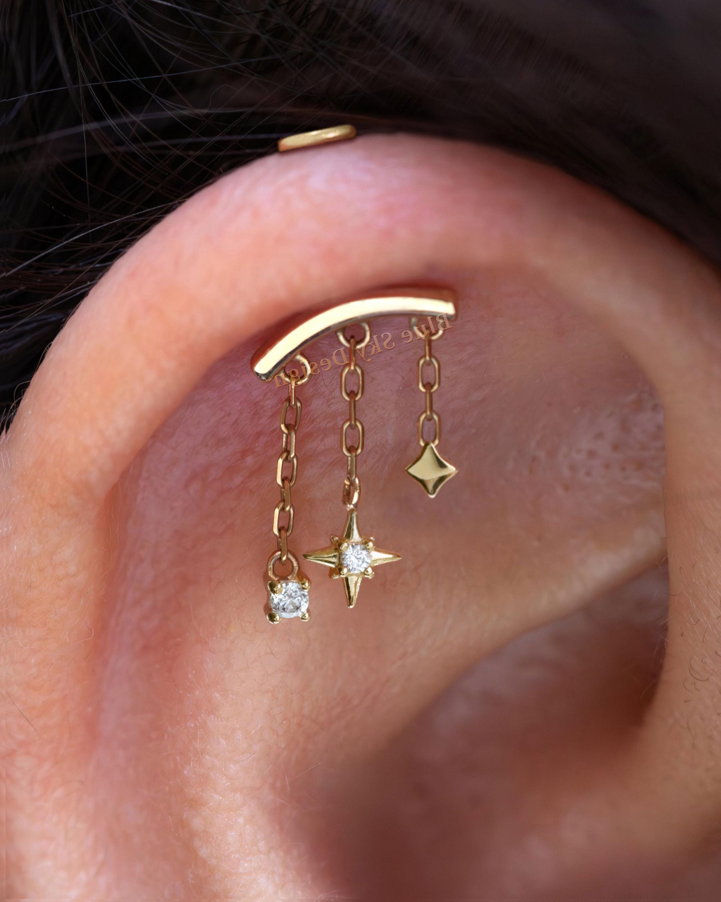 Designed for the RIGHT Ear Vertical Helix/ 925 Silver Helix Chain ...