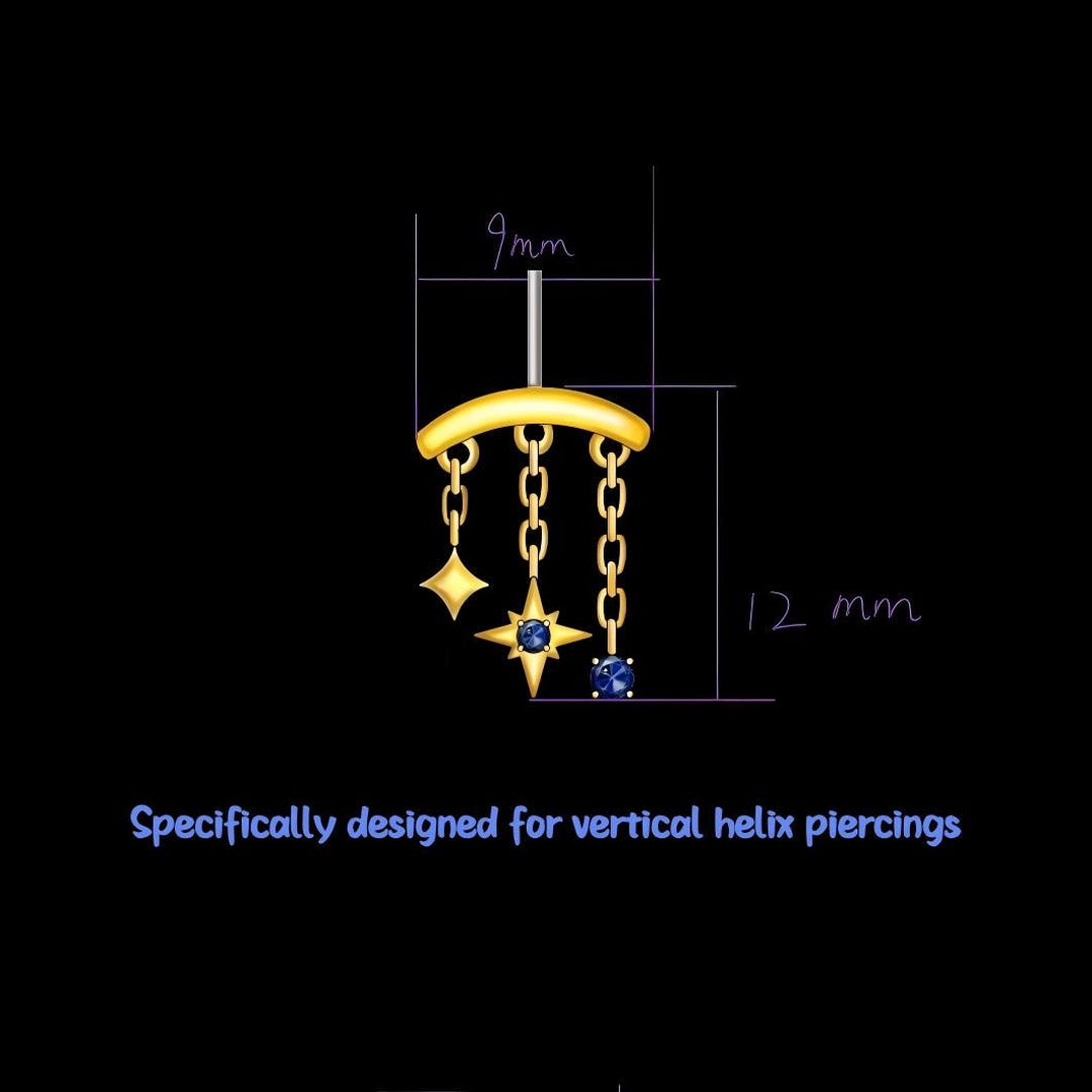Specifically Designed for Vertical Helix Piercings/ 925 Silver Helix ...