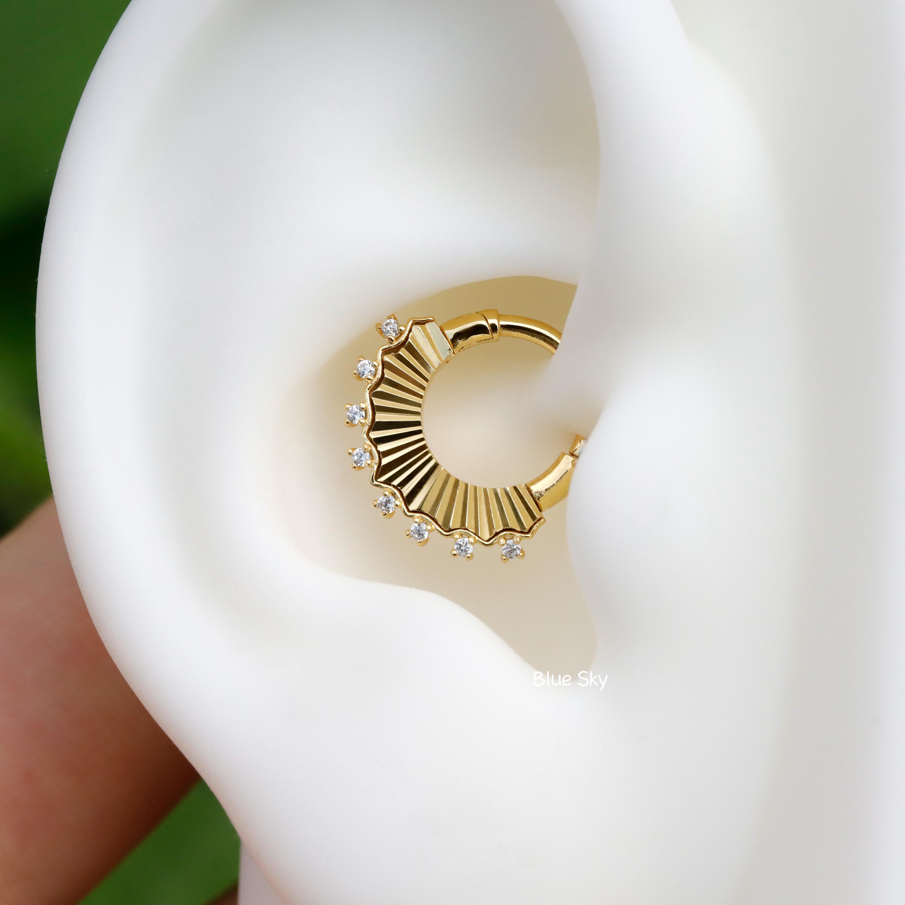 Moissanite Septum Ring Sterling Silver Plated 18K Gold/original Design ...