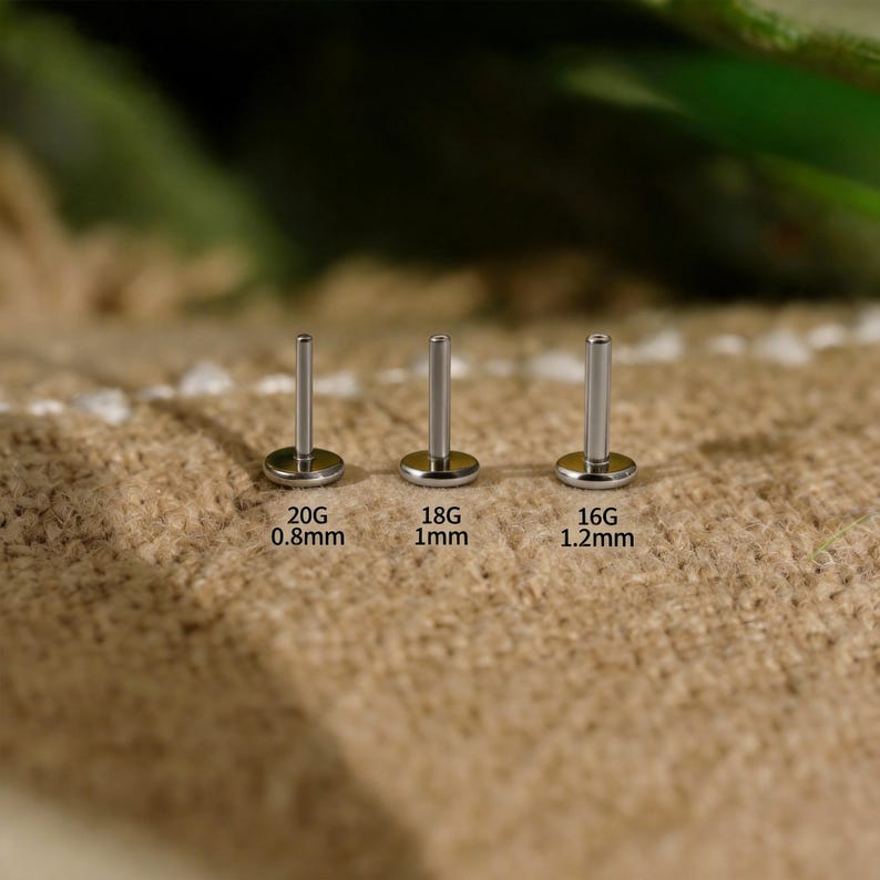 ASTM F136 Titanium Threadless Labret Post Replacement, 16G 18G 20G Flat ...