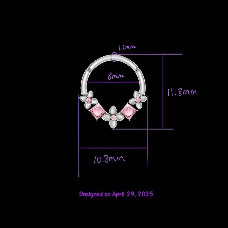 Sterling Silver Flower Daith Hoop Earrings, Daith Piercing Jewelry ...