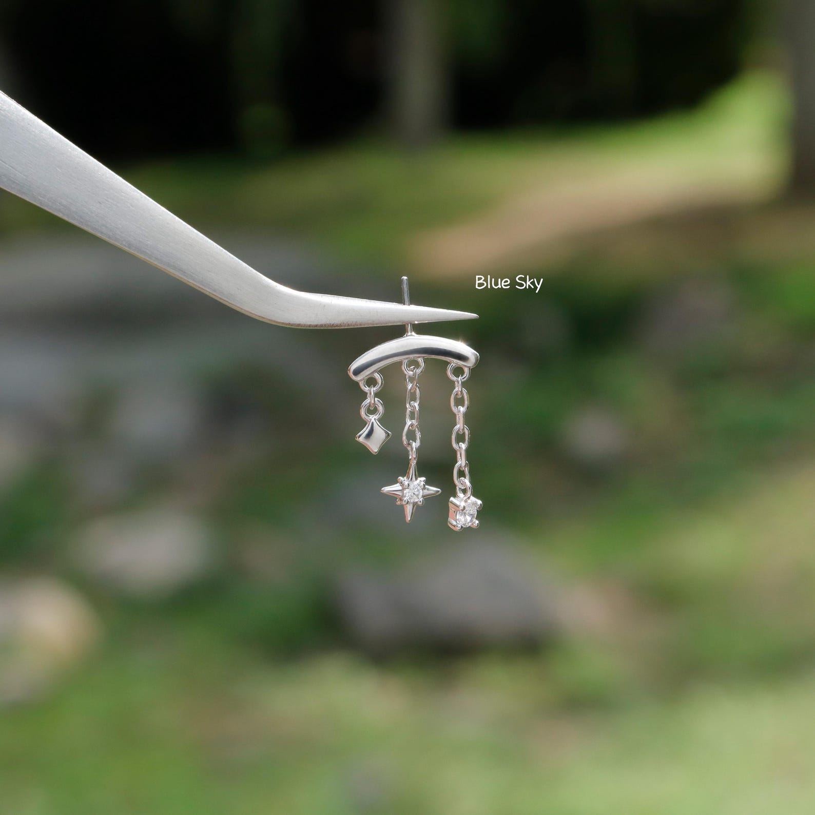 Designed for Hidden Rook Piercings/ 925 Silver Helix Chain Earring 18K ...