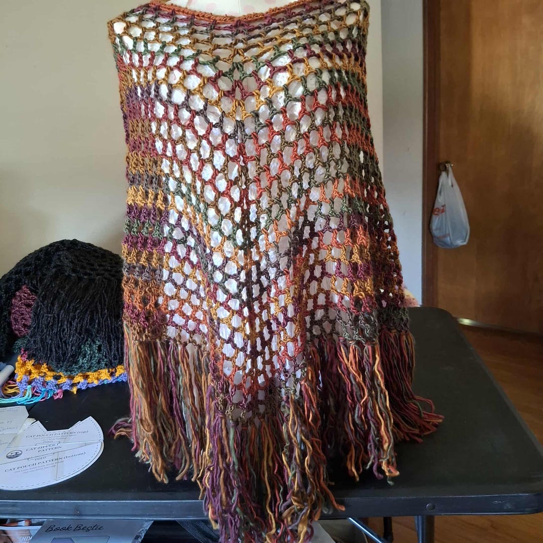 Autumn Vibes Poncho Fall Vibes Fall Colors Retro 70s Layering Poncho ...