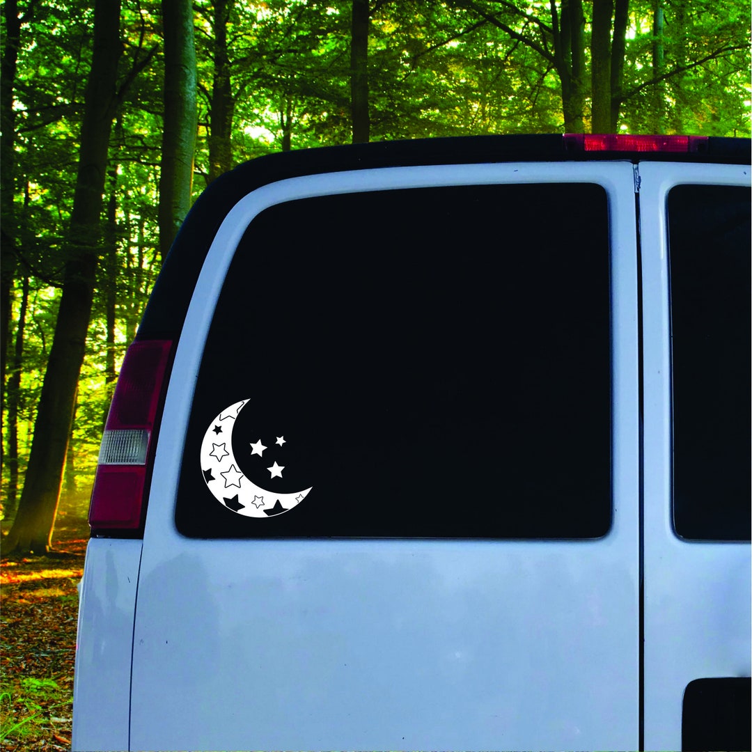 Moon and Stars Permanent Vinyl Decal Moon Star Celestial Boho Bohemian ...