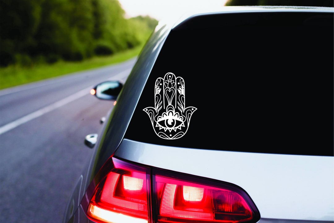 Hamsa Hand Evil Eye Window Decal Mystical Evil Eye Moon Boho Vibes ...