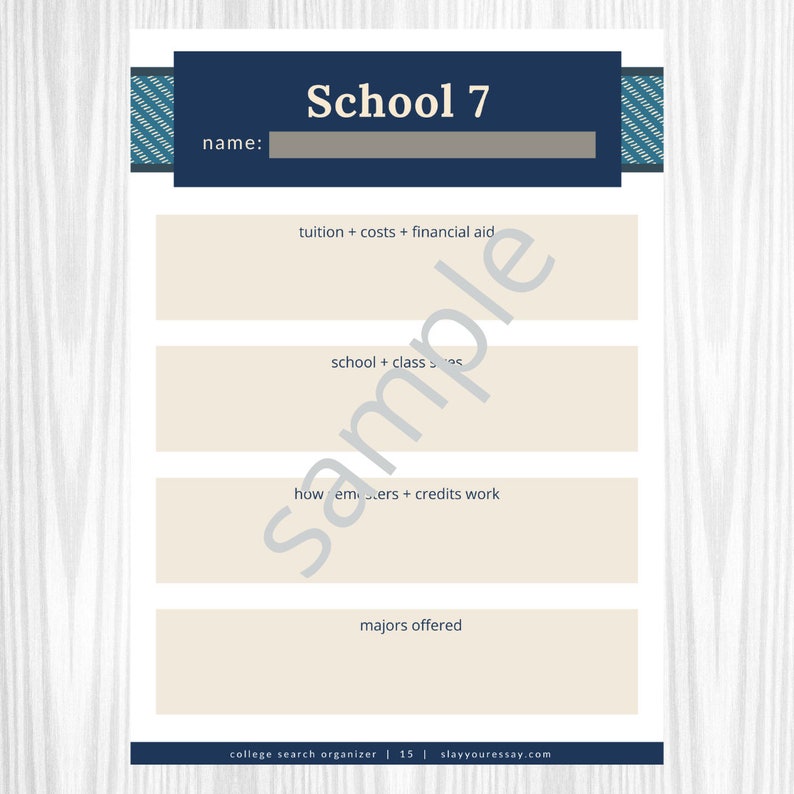 College Search Organizer (printable) - Etsy