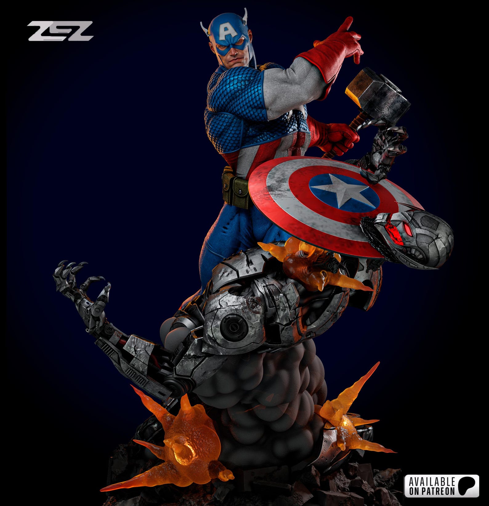 Patriotic Super Soldier Tough Resin 1/6 Scale Collectible Model by Zez ...