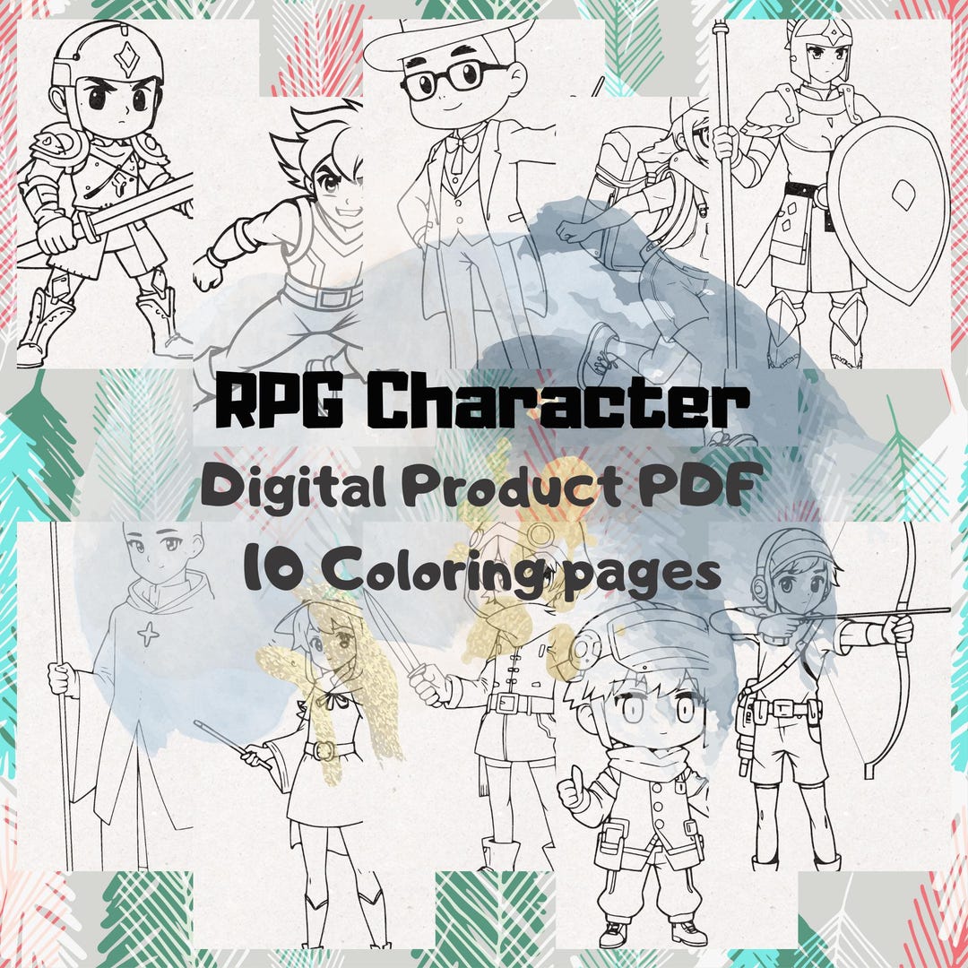 RPG Character Digital Coloring Book for Kids - 10 Printable Pages ...