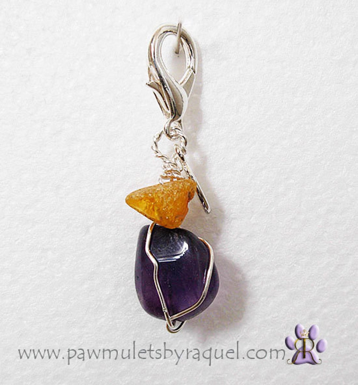Amethyst and Amber Holistic Pet Amulet Natural Tick and - Etsy