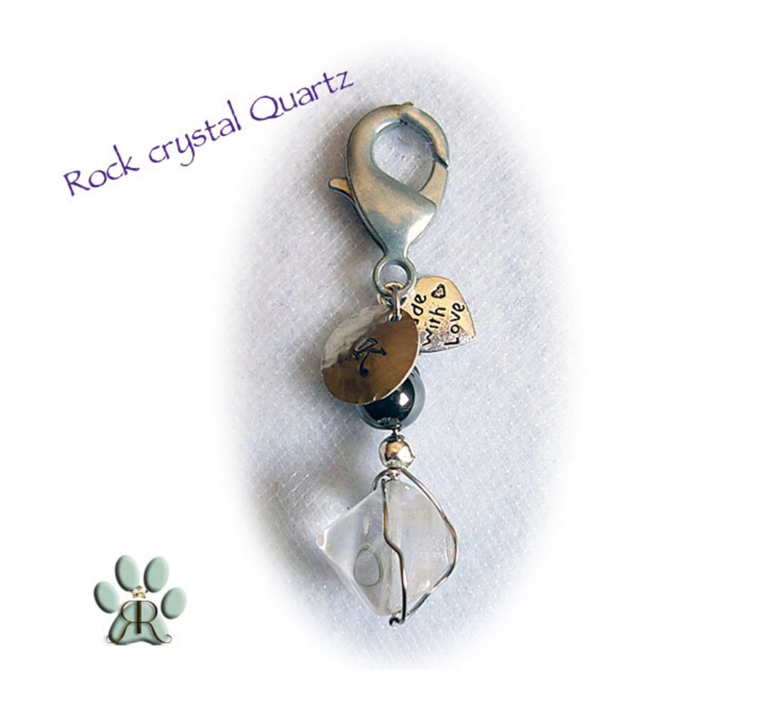 Rock Crystal Quartz Pet Charm Amulet- Master Healer With Hametite - Etsy