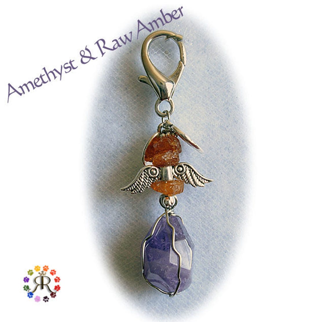 Amethyst and Amber Holistic Pet Amulet Natural Tick and - Etsy