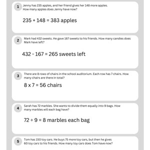 Primary/elementary School Maths Problem Solving Word Problems Worksheet ...