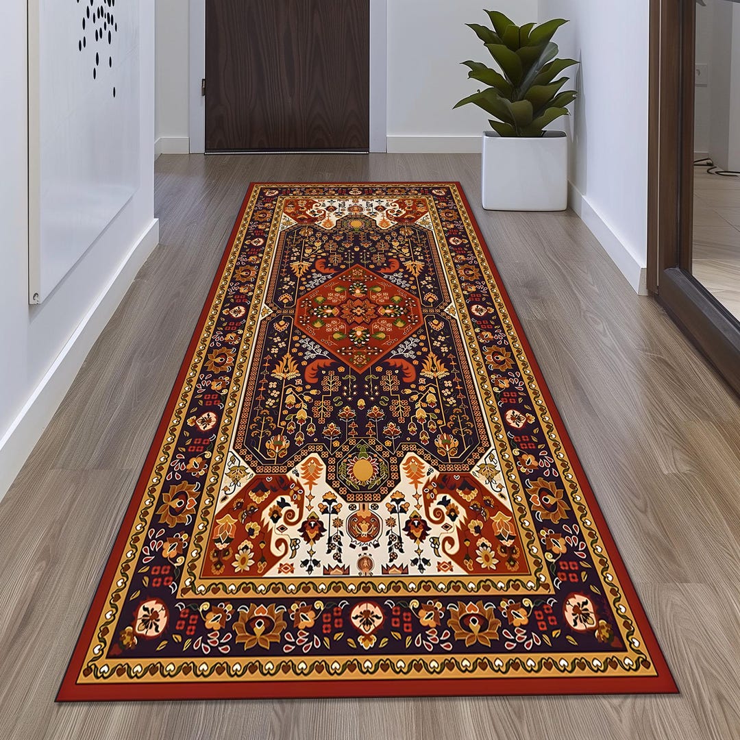 Bohemian Floral Runner Rug: Persian Style Entryway Carpet (2x6) - Etsy