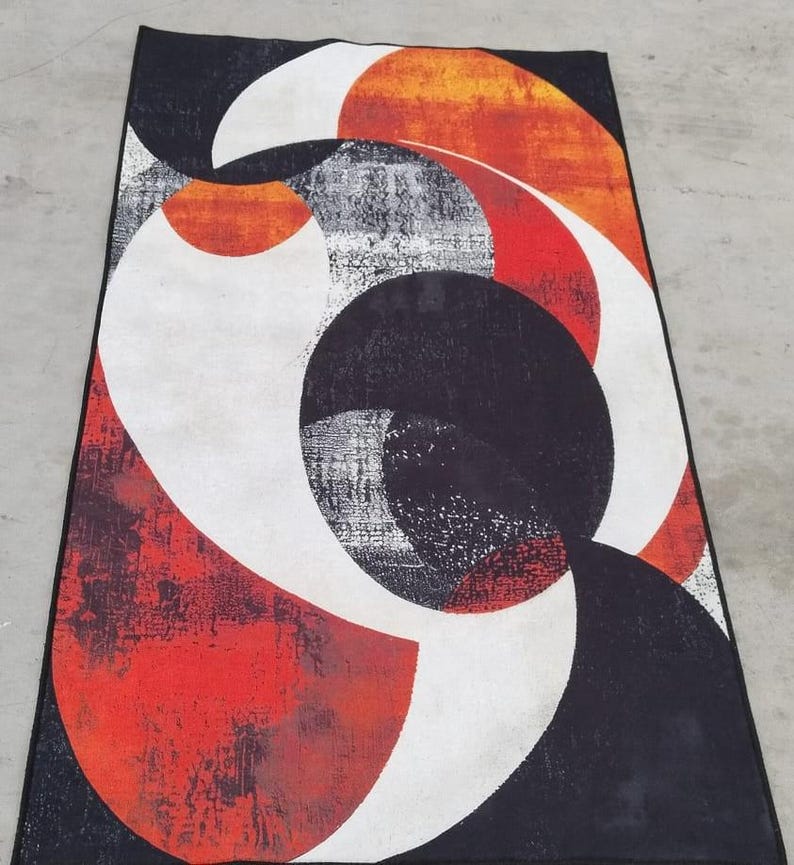 Abstract Minimalist, Modern Rug, Subtle Colorful Area, Rugs for Bedroom ...