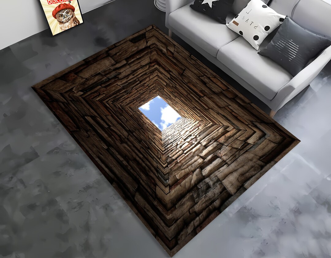 Tunnel Rug, Optical Illusion Rug, Illusion Rug, Rectangular Illusion ...