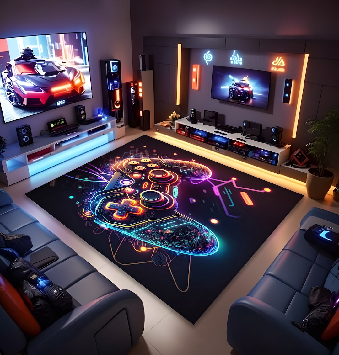 Gamer Rug, Game Room Rug, Gaming Rug, Joysticks Rug, Populer Rug, Gift ...