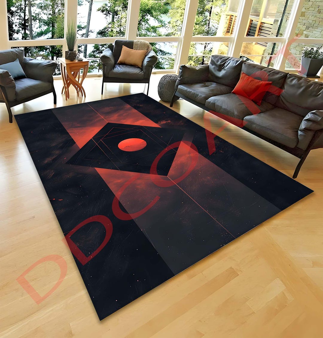 Geometric Sci-fi Rug: Dark Futuristic Minimalist Carpet - Etsy