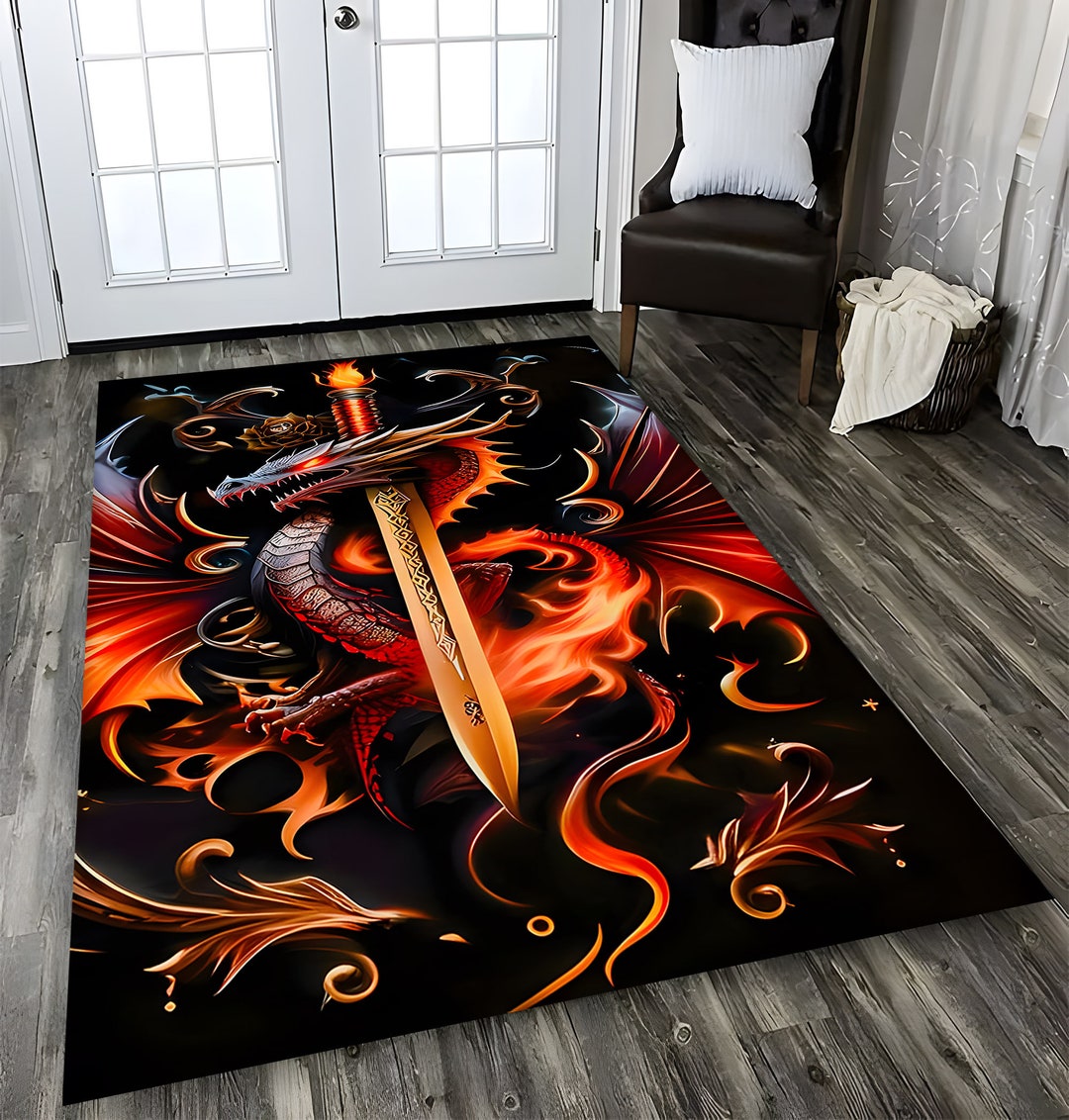 Dragon, Dragon Pattern Rug, Dungeons Dragons Rug, Dragon Rug, Kids Room ...