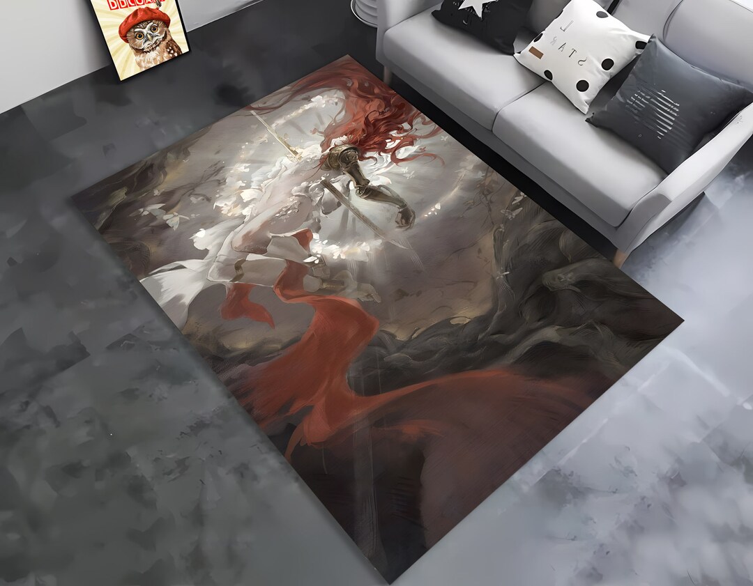 Anime Art Rug: Fantasy Warrior Digital Print Carpet - Etsy