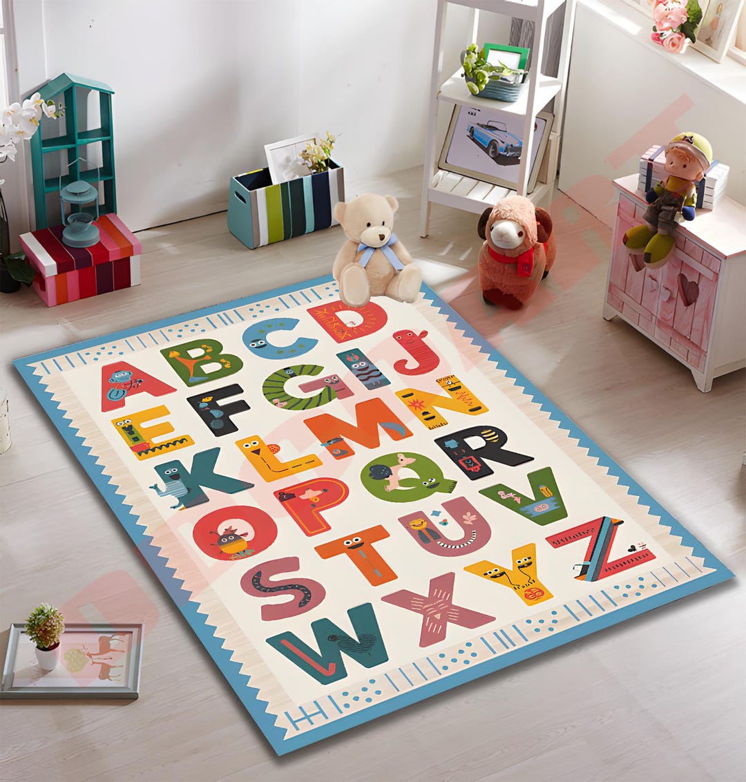Cute Alphabet Rug, Colorful Kids Carpet, Educational ABC Toddler Mat ...