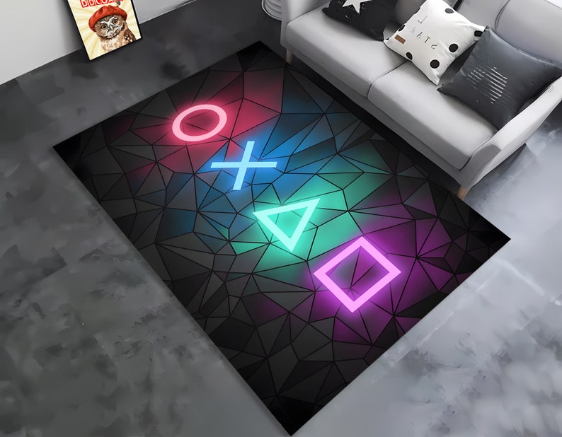 Neon Gaming Room Rug: E-sports Fashion Area Rug - Etsy