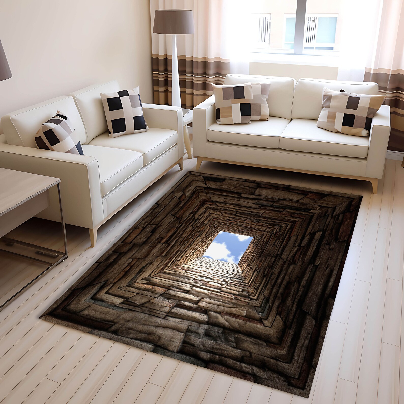 Tunnel Rug, Optical Illusion Rug, Illusion Rug, Rectangular Illusion ...
