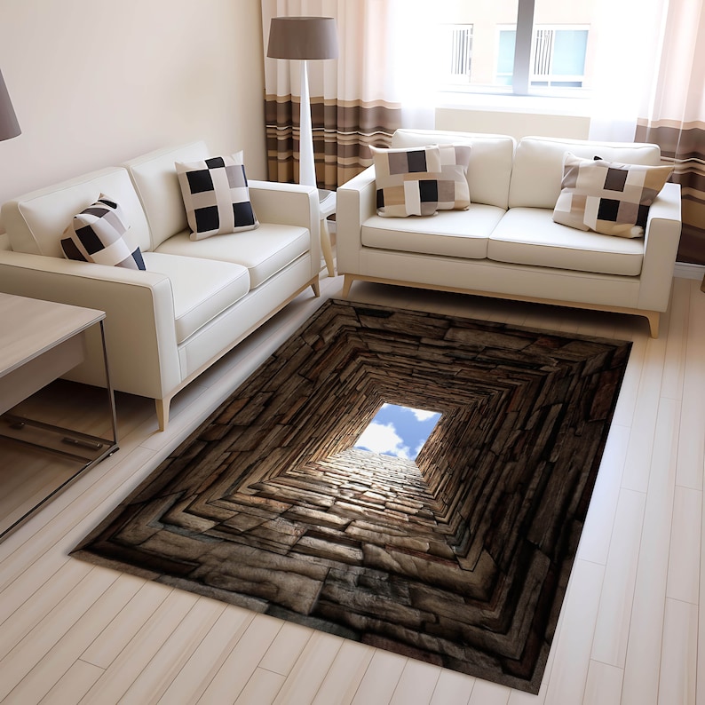 Tunnel Rug, Optical Illusion Rug, Illusion Rug, Rectangular Illusion ...