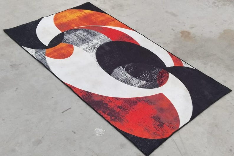 Abstract Minimalist, Modern Rug, Subtle Colorful Area, Rugs for Bedroom ...