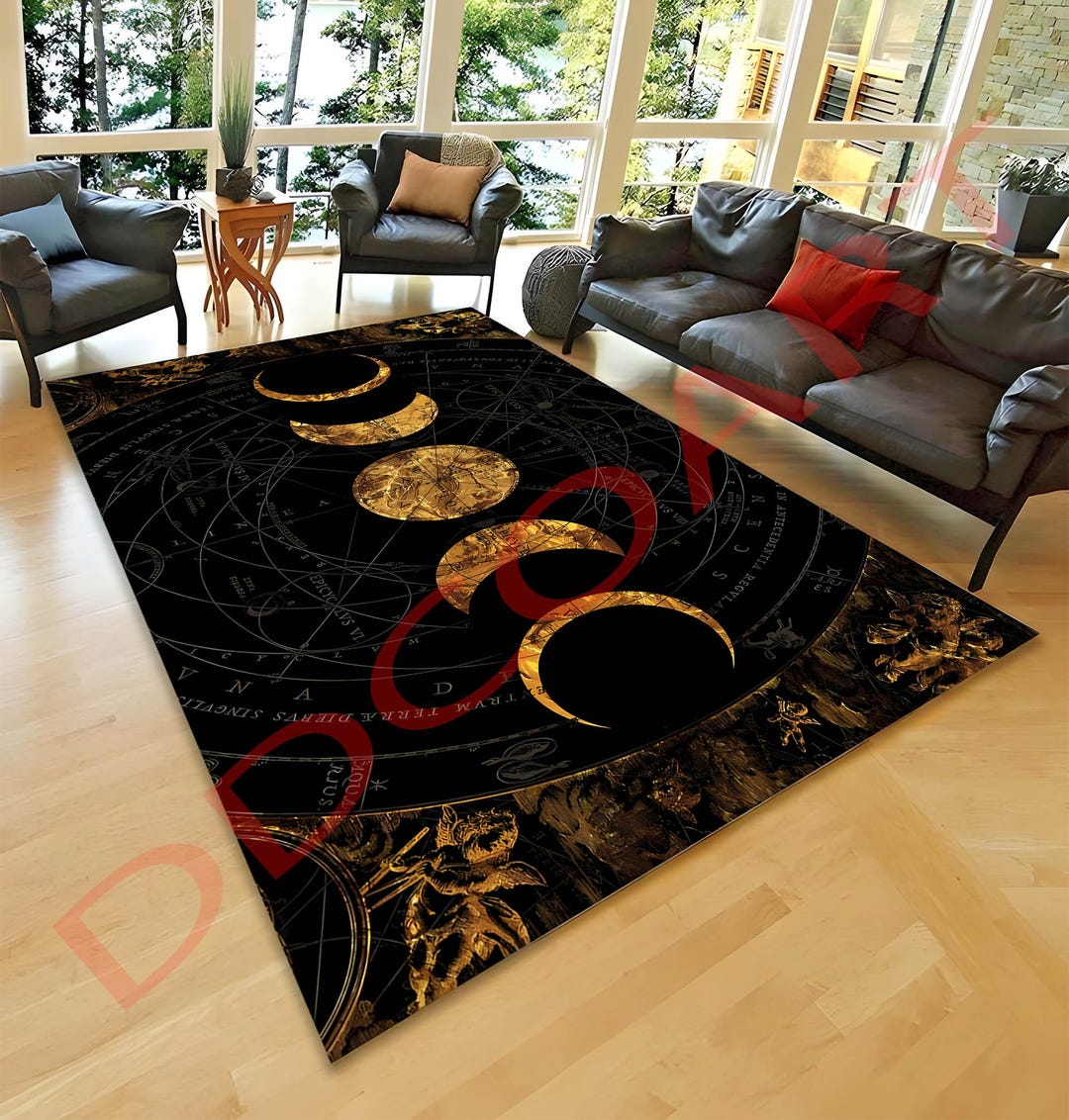 Mystic Moon Phase Rug: Dark Academia Floral Night Theme - Etsy