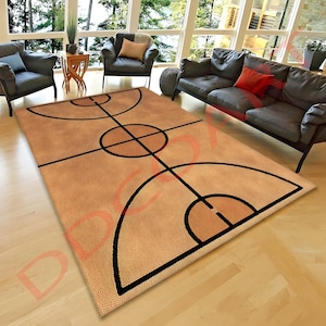 Basketball Court Rug: Minimalist Sports Area Rug - Etsy